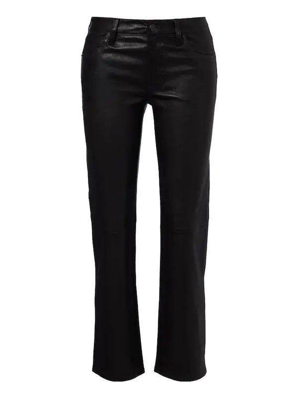 FRAME Cigarette Leather Slim Pants - Black