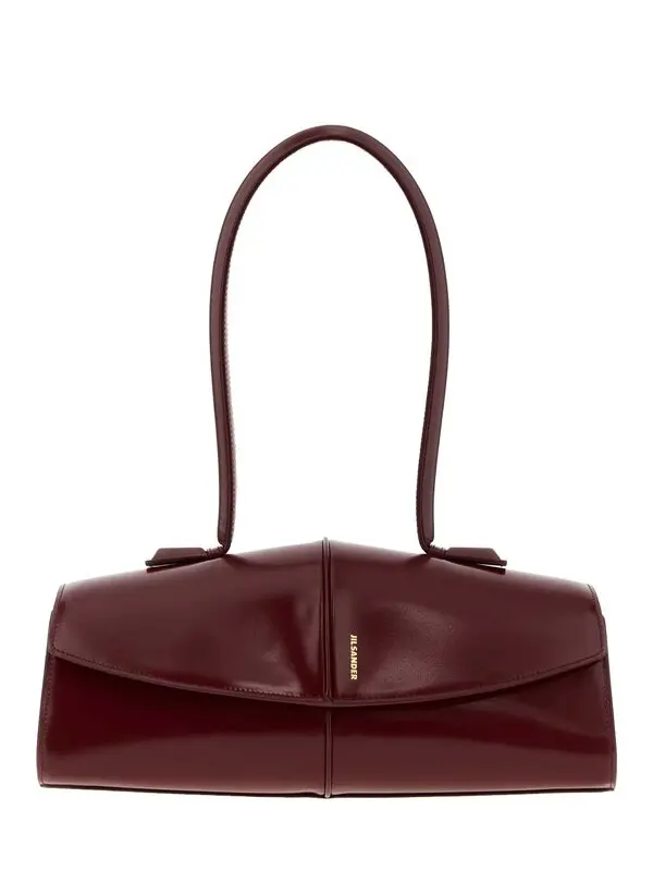 JIL SANDER Tiziano Leather Linea Shoulder Bag - Red