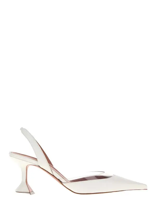 Amina Muaddi Nappa Leather Lara Sling Pumps - White