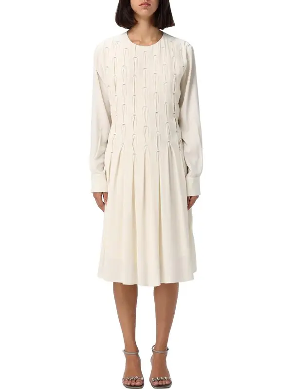 Fabiana Filippi A-line Crêpe De Chine Midi Dress With Plastron - Butter