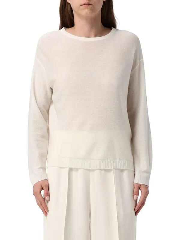 Fabiana Filippi Wool Blend Crewneck Jumper With Sequin Appliqu - White