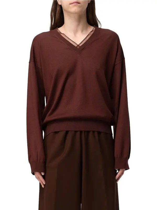 Fabiana Filippi V-neck Wool And Cotton Blend Jumper - Ebony