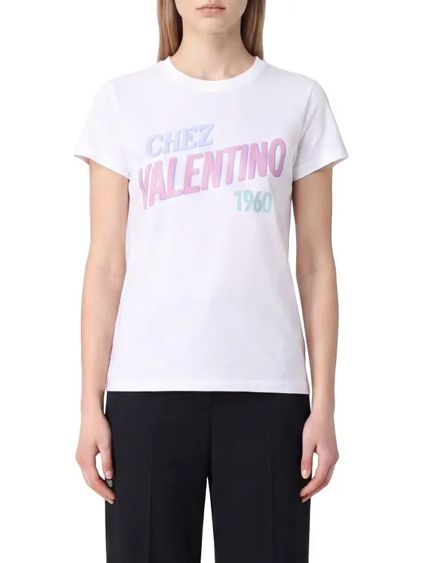 Valentino Garavani Chez Slim Fit Cotton T-shirt With Logo Print - White