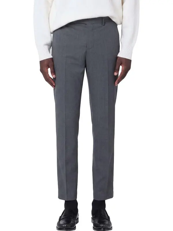 PT TORINO Slim Fit Virgin Wool Trousers With Off-center Closure - Grey