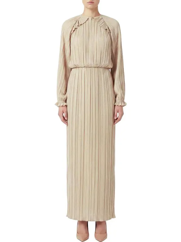 Fabiana Filippi Long Sleeve Pleated Crêpe Tunic - Beige