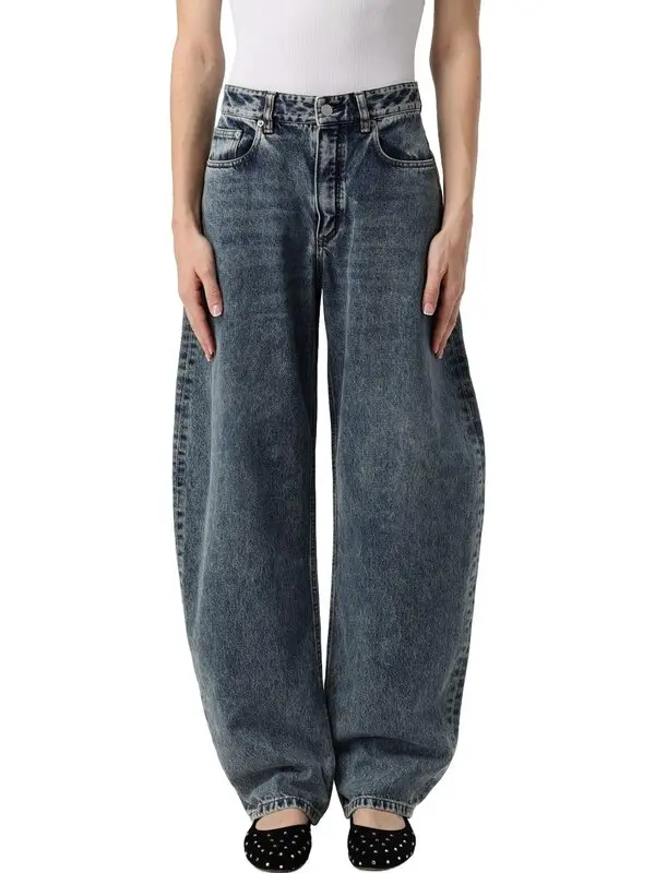 Alaïa Round High-waisted Baggy Jeans In Cotton Denim - Blue