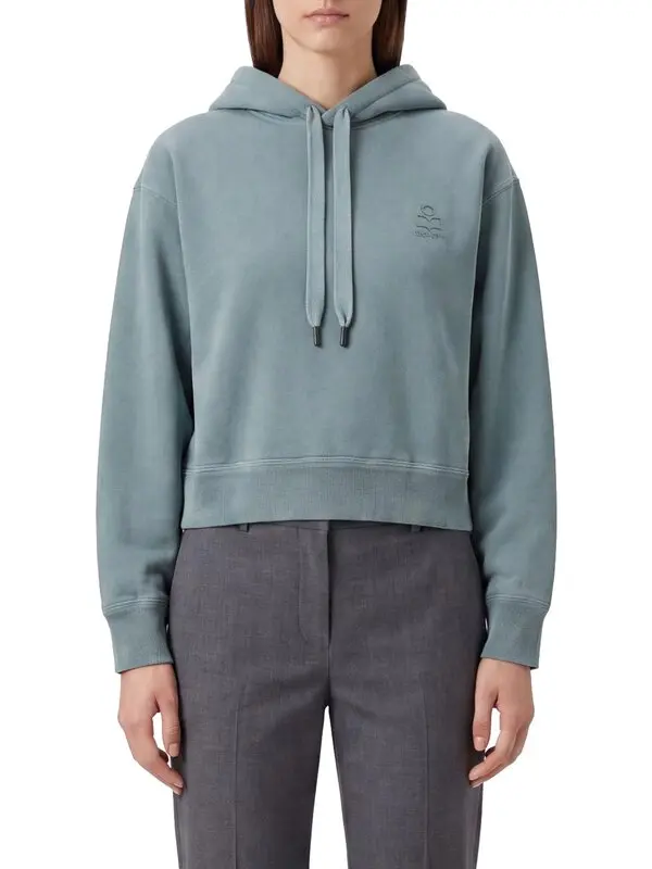 Isabel Marant Étoile Cotton Hoodie With Dropped Shoulders And Tonal Logo - Grey