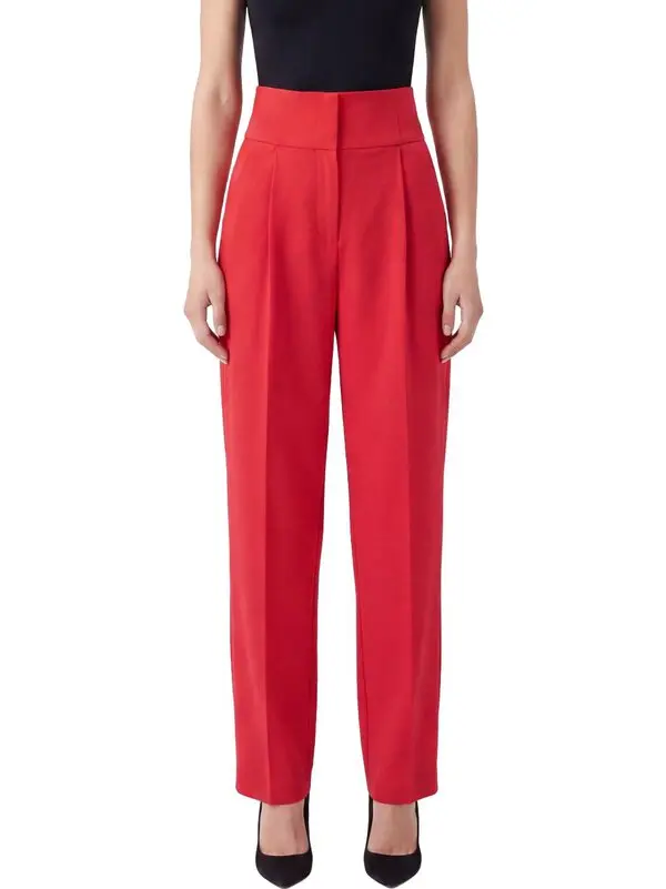 Elisabetta Franchi High-waisted Virgin Wool Gabardine Palazzo Trousers - Red