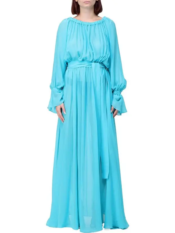COLLINI MILANO 1937 Long Sleeve Chiffon Gown - Gnawed Blue