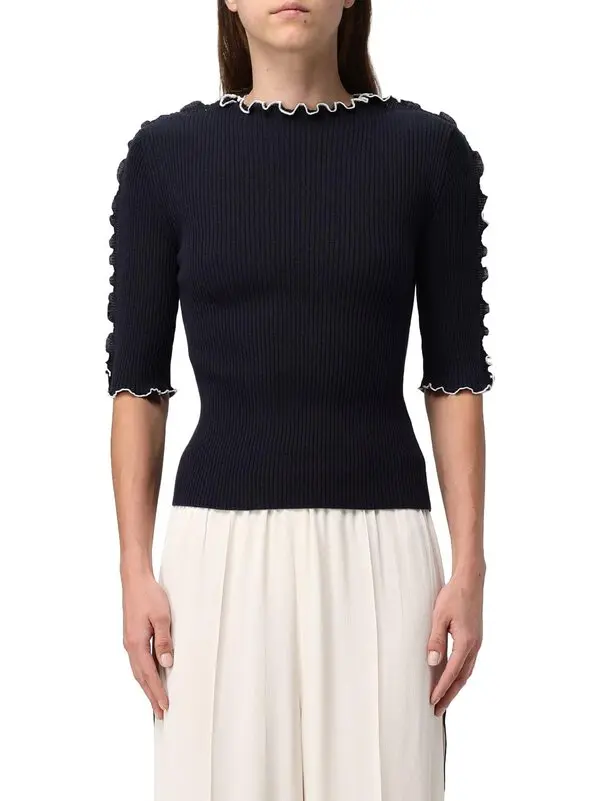 Fabiana Filippi Short Sleeve Crewneck Jumper With Contrast Trim - Blue