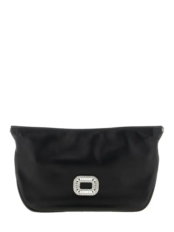 ROGER VIVIER Pilgrim Leather Crossbody Bag With Jewel Buckle - Black