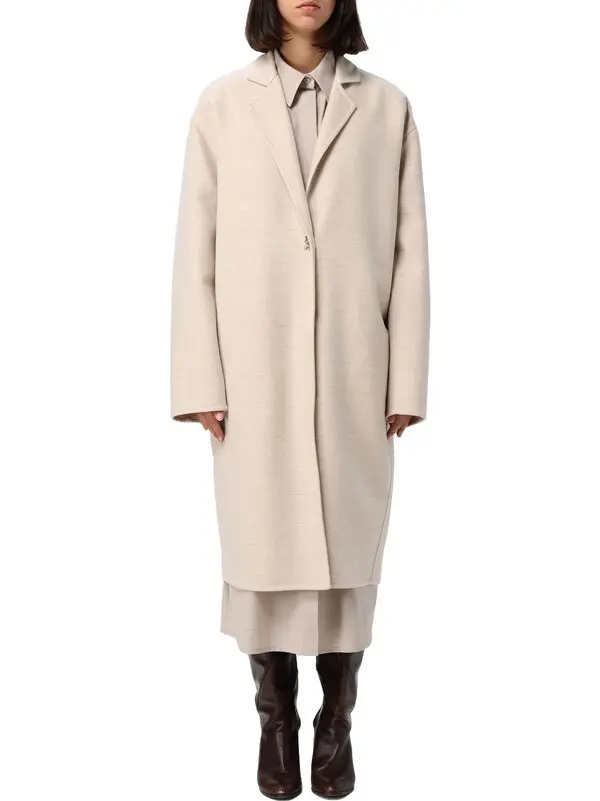 Fabiana Filippi Long Single-breasted Virgin Wool Coat - Beige