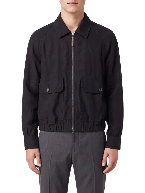 ZIGGY CHEN Pure Linen Bomber Jacket - Black