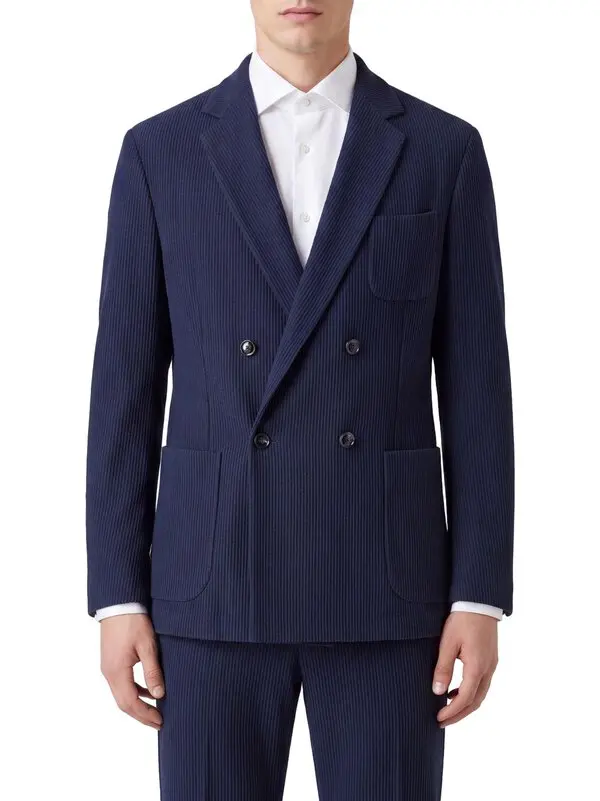 Giorgio Armani Double-breasted Blazer With Patch Pockets - Blue
