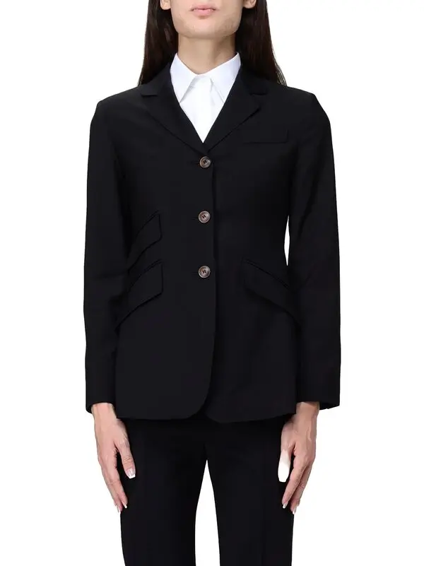 Max Mara Single-breasted Cropped Blazer In Virgin Wool With A Slim Fit - Black