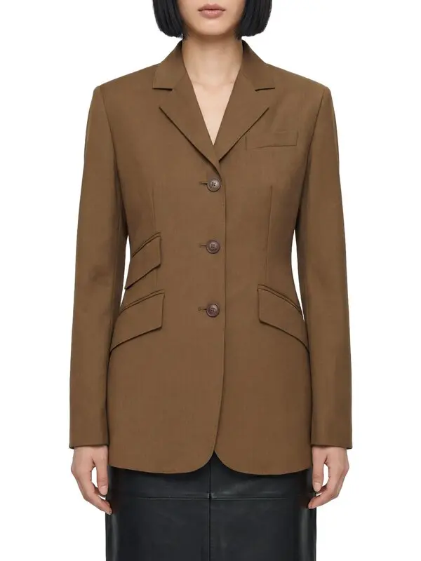 Max Mara Single-breasted Cropped Blazer In Virgin Wool With A Slim Fit - Kaki