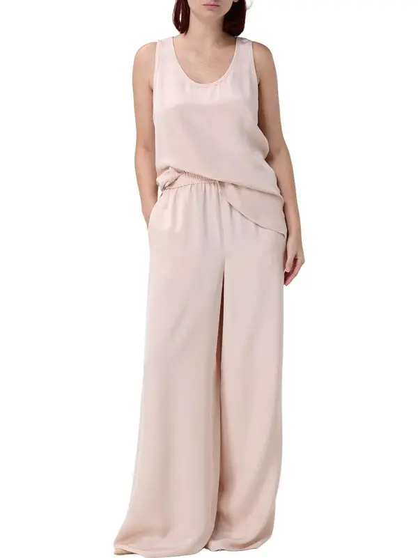 Max Mara Volontà High-waisted Silk Palazzo Trousers With Elastic Waist - Beige