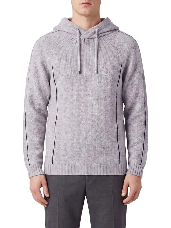 Giorgio Armani Alpaca Knit Hoodie With Contrast Trims - Nude
