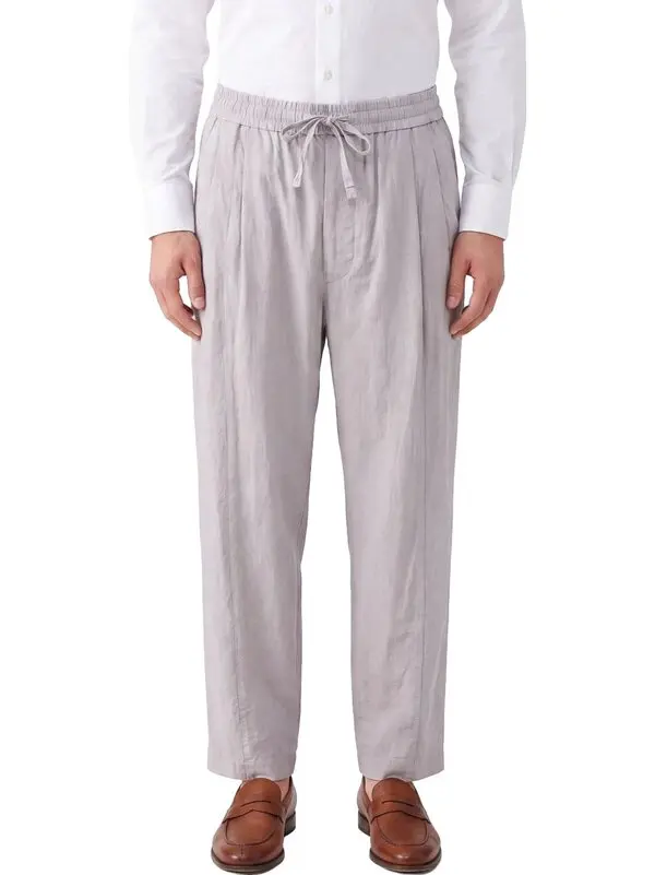 ZIGGY CHEN Wide-leg Linen And Silk Blend Trousers With Drawstring Waist - Nude