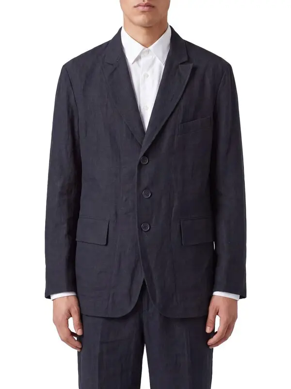 ZIGGY CHEN Single-breasted Linen Blazer With Wrinkled Effect - Black