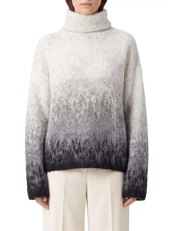 Liu Jo Abstract Pattern Relaxed Fit Wool And Alpaca Blend Turtleneck Jumper - Grey