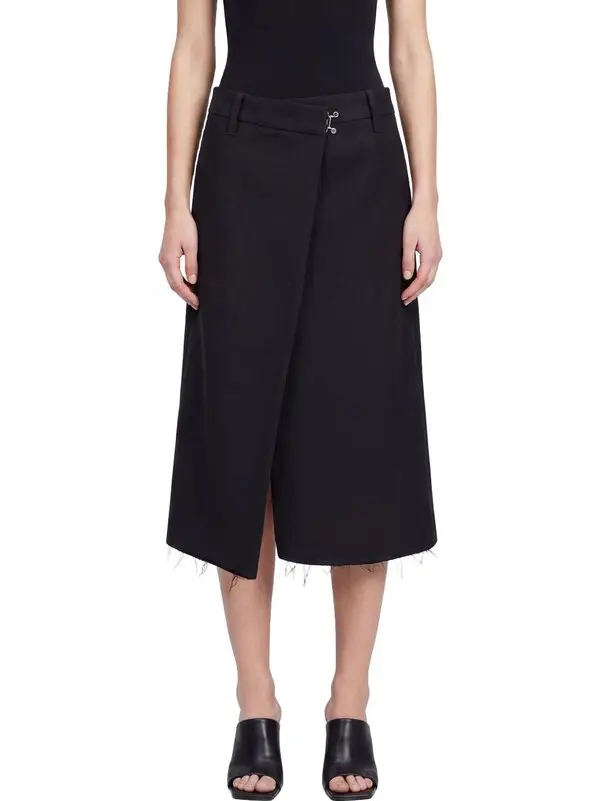 MAISON MARGIELA High-waisted Cotton Wrap Shorts With Frayed Hem - Black
