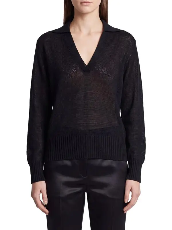 TOM FORD V-neck Polo Sweater - Black