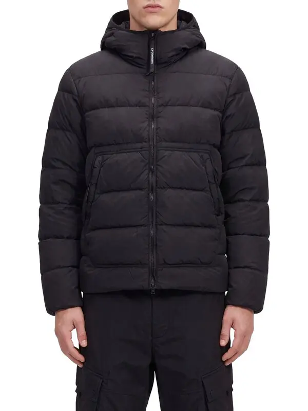 C.P. COMPANY Chrome-r Goggle Hooded Down Jacket In Recycled Nylon - Black