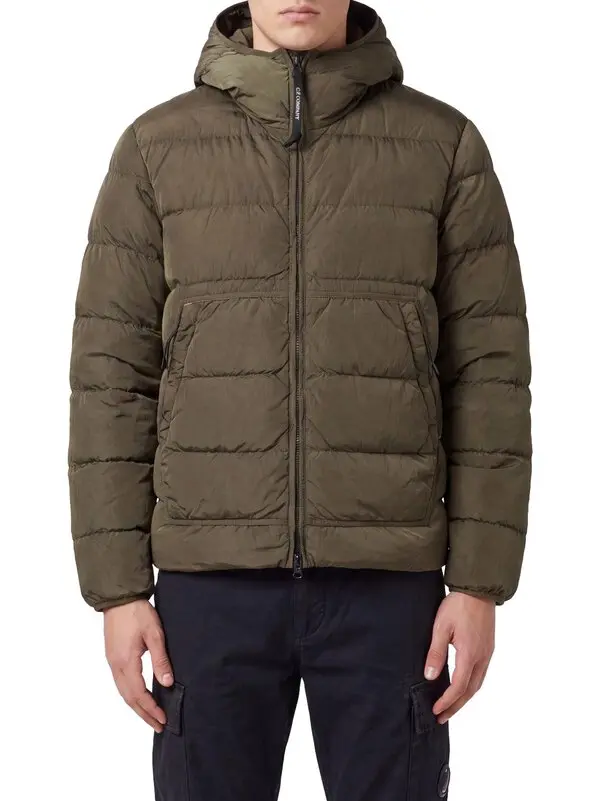C.P. COMPANY Chrome-r Goggle Hooded Down Jacket In Recycled Nylon - Green