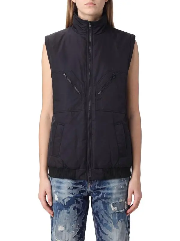 MAISON MARGIELA Technical Nylon Gilet With High Neck And Zip Closure - Black