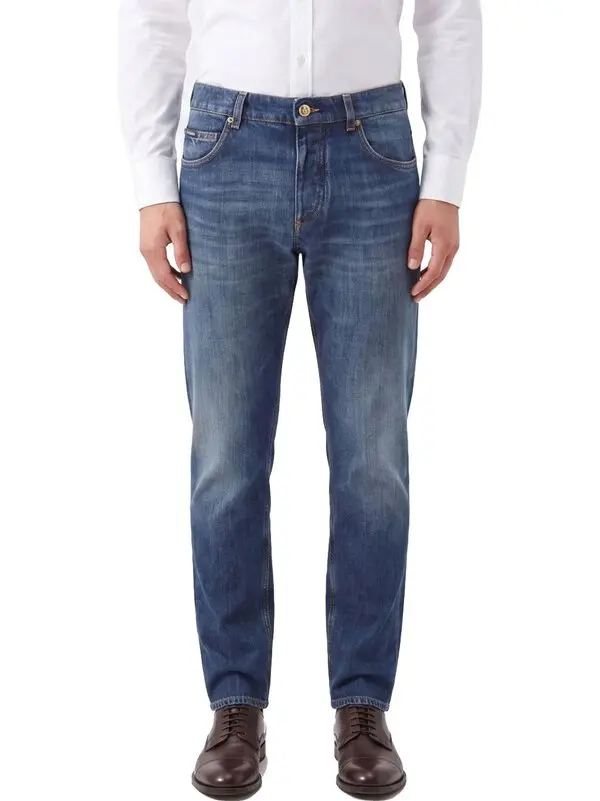 Dolce & Gabbana Mid-rise Straight Fit Cotton Denim Jeans - Blue