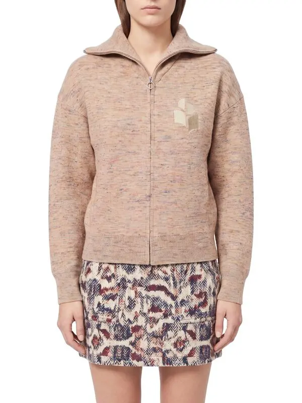 Isabel Marant Étoile Koxy Monogram Logo Viscose Blend Zip-up Cardigan - Pink