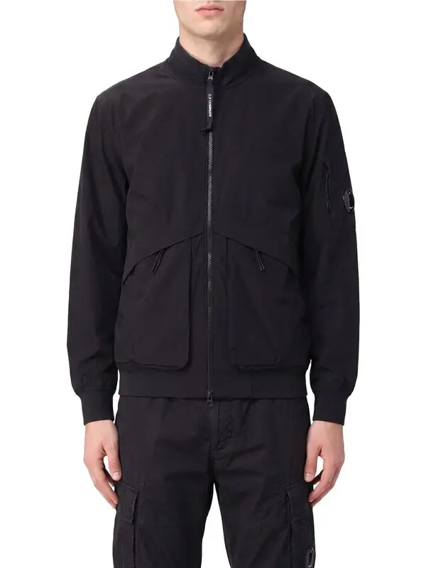 C.P. COMPANY Polyester Bomber Jacket With Applied Logo - Black