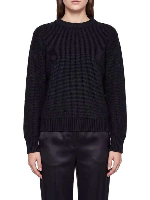 TOTEME Long-sleeved Crewneck Cotton Jumper - Black