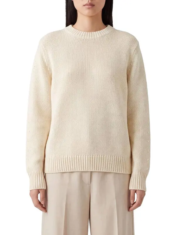 TOTEME Long-sleeved Crewneck Cotton Jumper - Ecru