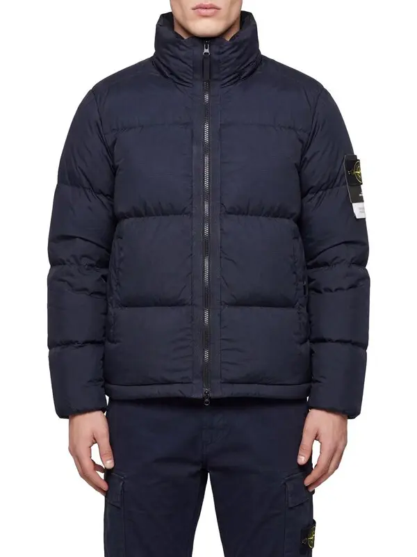 Stone Island Padded Ripstop Nylon Down Jacket With Removable Hood - Navy