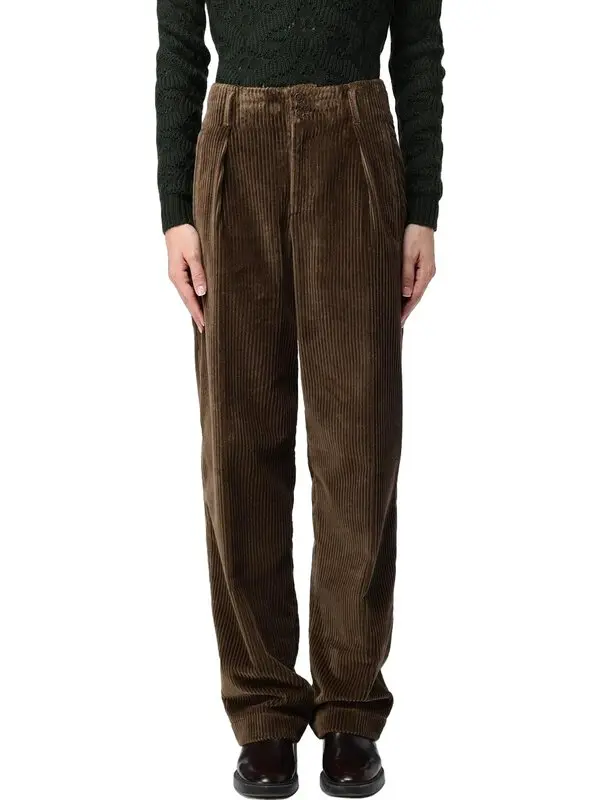 Etro High-waisted Straight Corduroy Trousers - Brown