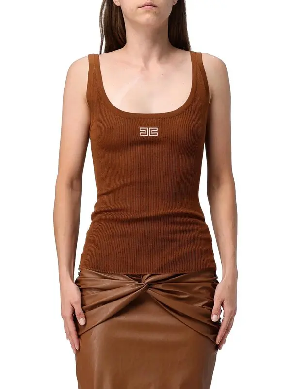 Elisabetta Franchi Ribbed Knit Tank Top - Brown