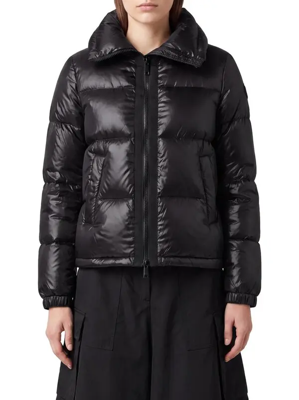Sacai Short Waterproof Technical Nylon Down Jacket With High Neck - Black