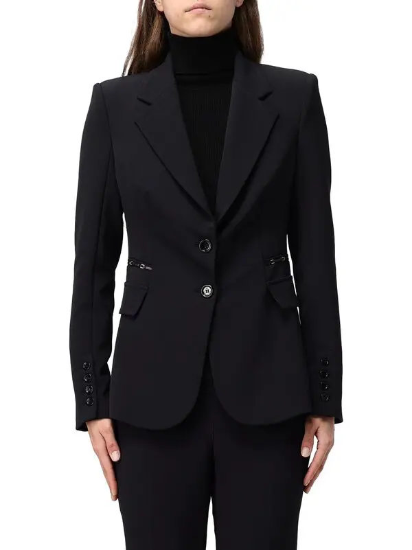 Elisabetta Franchi Cropped Single-breasted Blazer With Peak Lapels And Slim Fit - Black