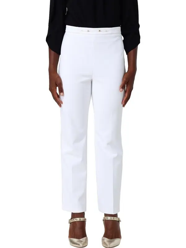 Elisabetta Franchi Slim-fit Cropped Crêpe Trousers - Ivory