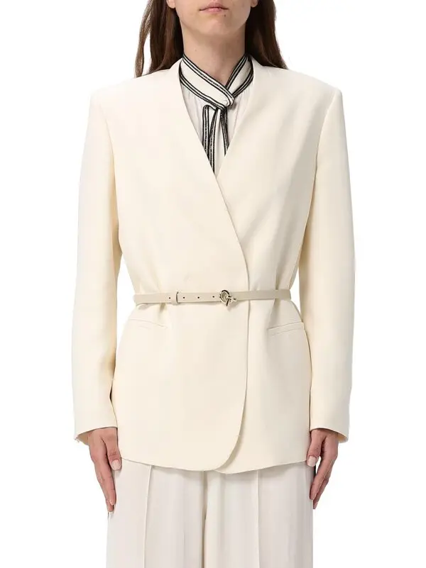 Fabiana Filippi Cropped Double-breasted Blazer In Viscose Blend With Concealed Fastening - Yellow