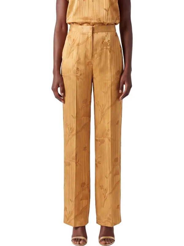 FORTE_FORTE High-waisted Floral Print Viscose Palazzo Trousers - Yellow