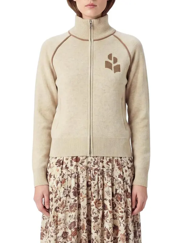 Isabel Marant Étoile Zip-up Cardigan With Flocked Logo - Grey