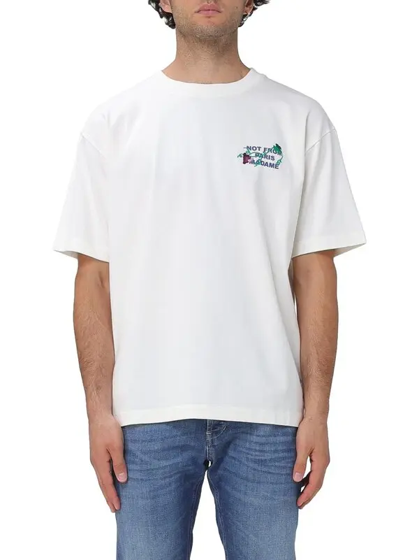 Drole De Monsieur Slogan Print Cotton T-shirt With Dropped Shoulders - White