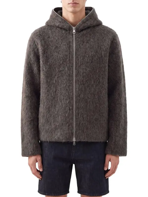 Our Legacy Wool And Alpaca Blend Zip-up Hooded Cardigan - Grey