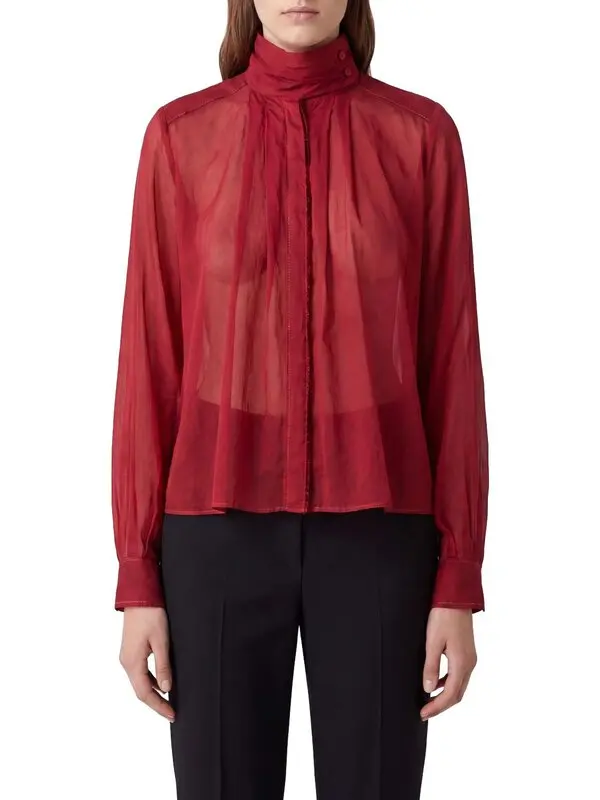 FORTE_FORTE High Neck Blouse - Red