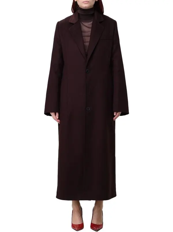 Victoria Beckham Single-breasted Long Virgin Wool Blend Coat - Red