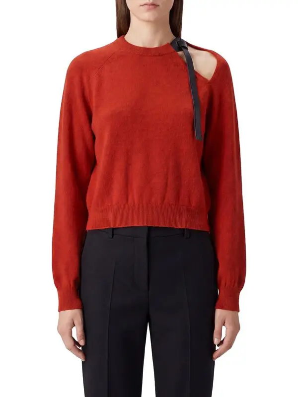 FERRAGAMO Knit Cut-out Sweater - Brick Red