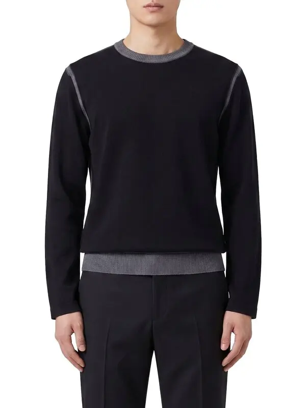 MAISON MARGIELA Crewneck Pure Wool Jumper With Contrast Trim - Black